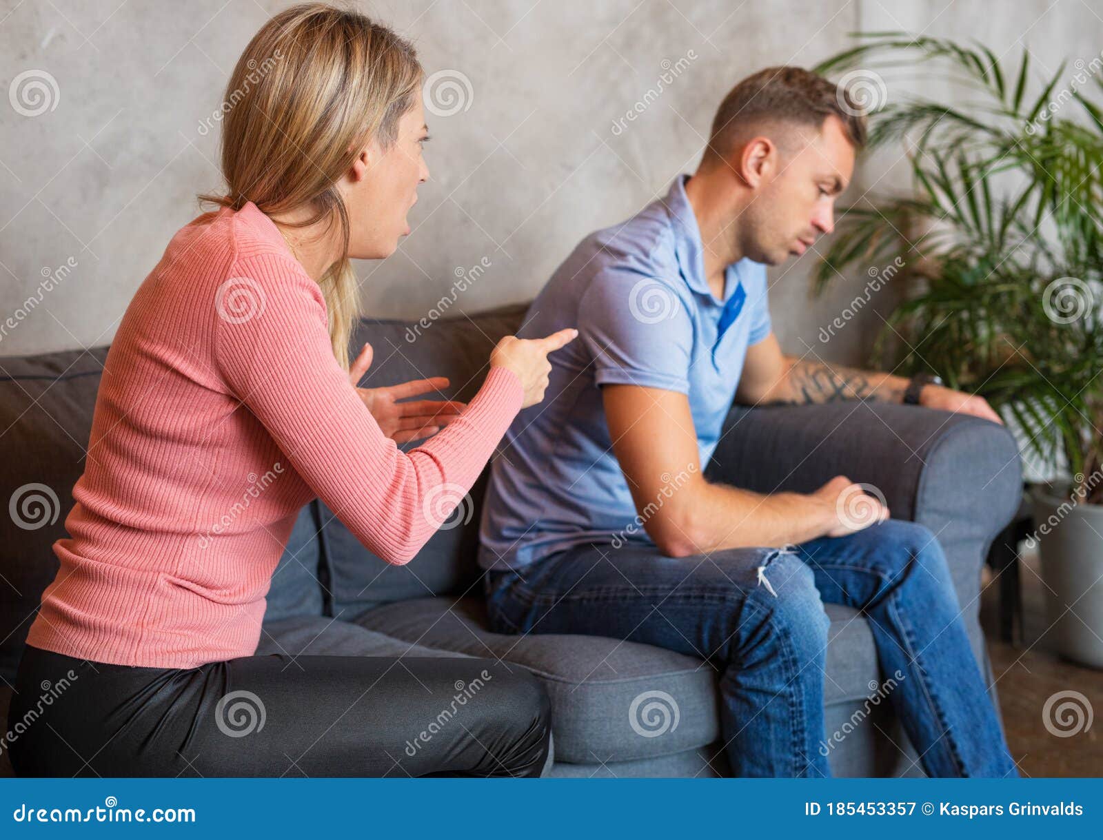 Couple Having Conflict at Home Stock Image - Image of people, breakup ...