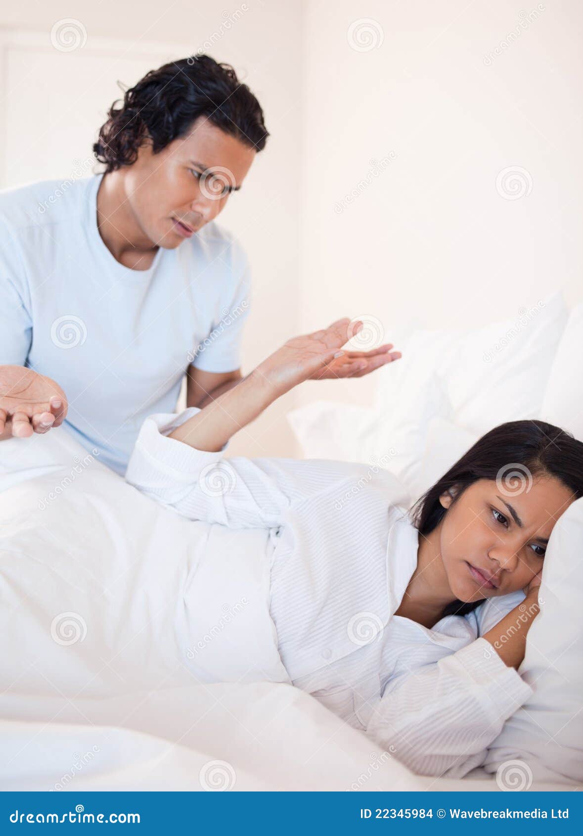 Couple Having a Dispute in the Bed Stock Photo - Image of angry ...