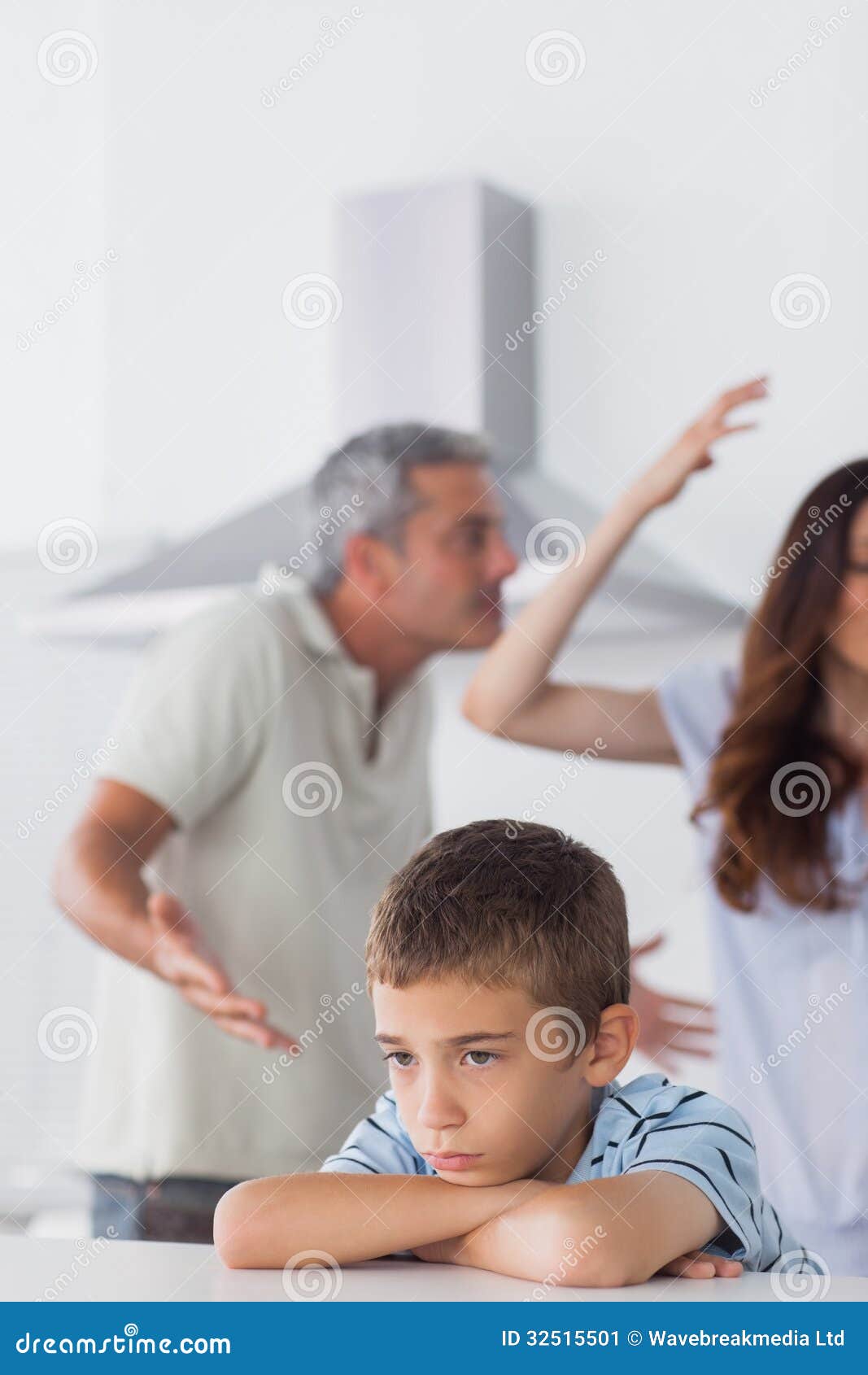 Couple Having Dispute in Front of Their Upset Son Stock Image - Image ...