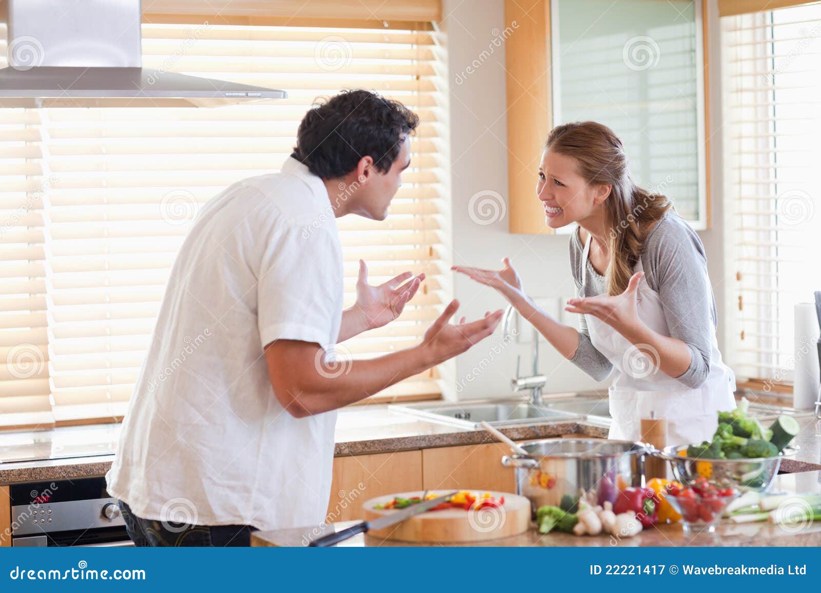Couple Having a Fight in the Kitchen Stock Image - Image of fresh ...