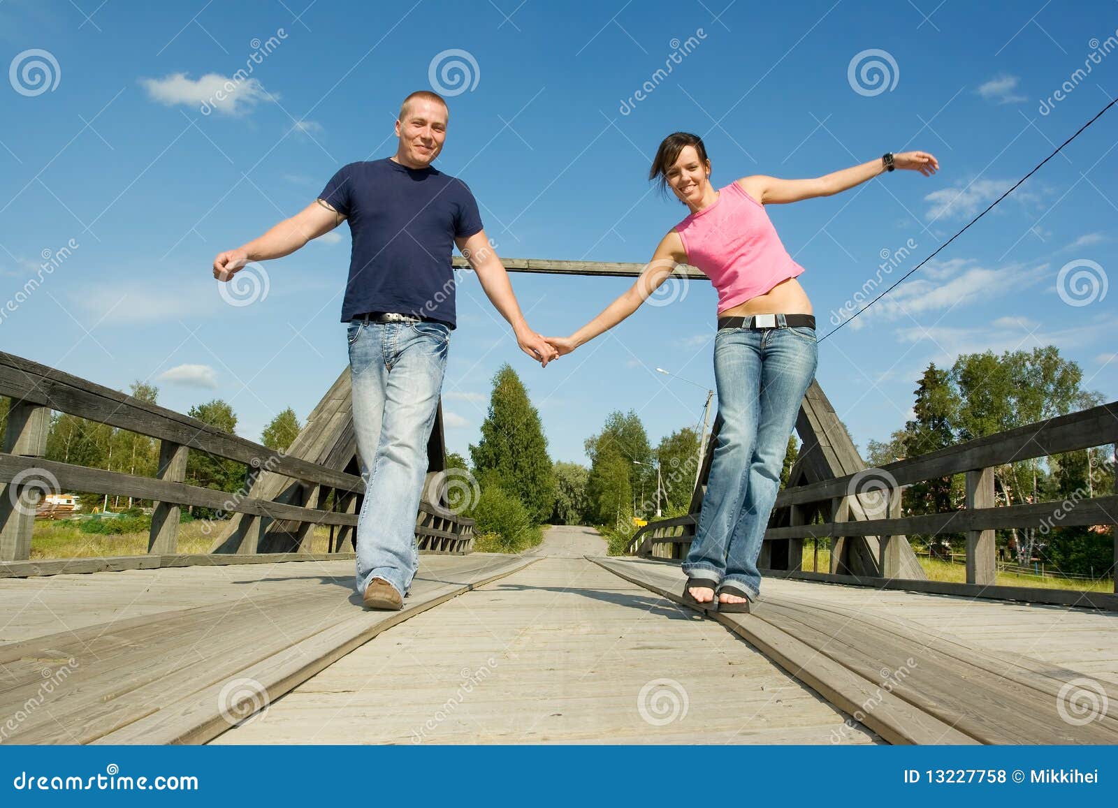 Couple Having Fun on Bridge Stock Photo - Image of couple, love: 13227758
