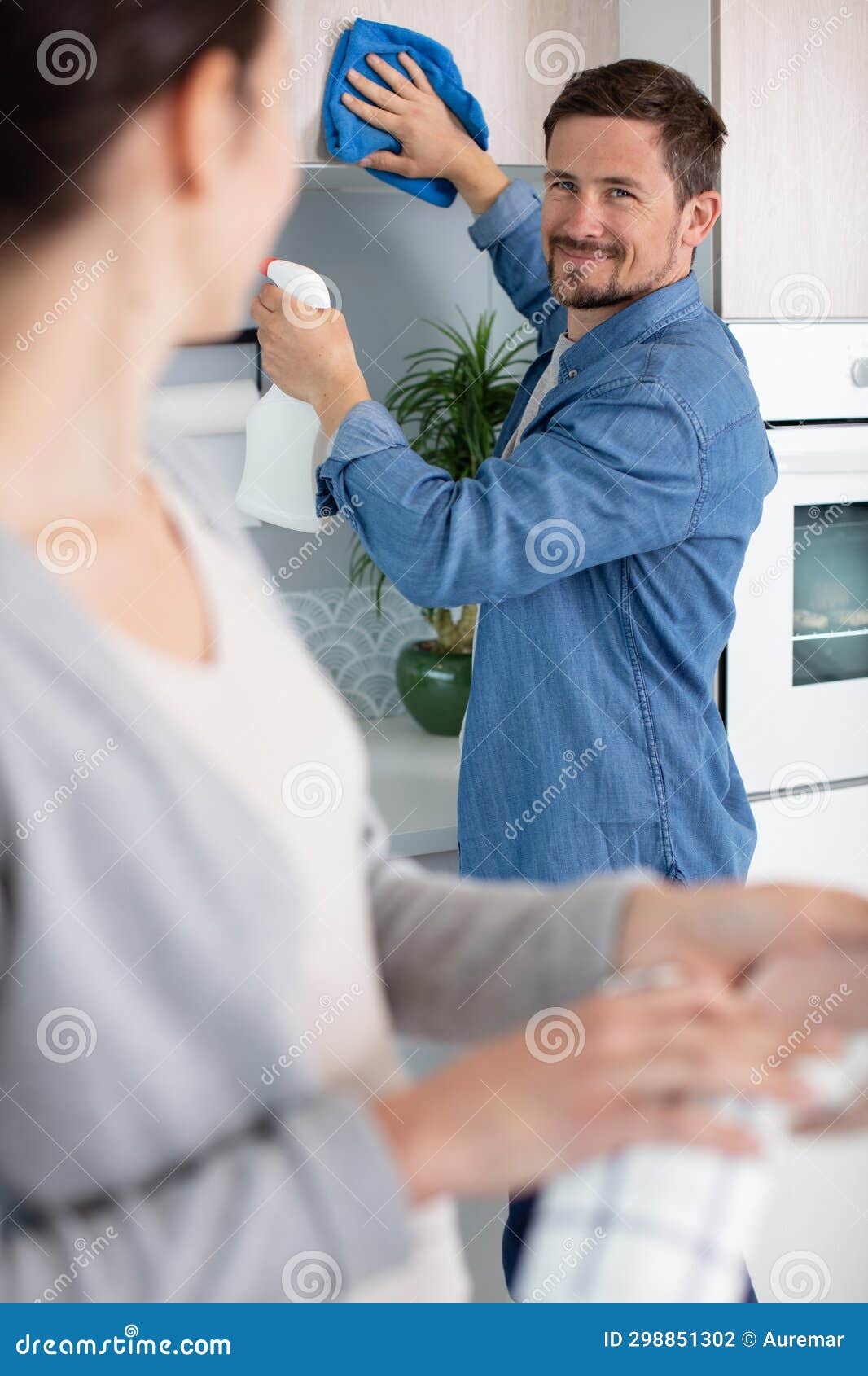 Couple Having Fun while Doing Cleaning at Home Stock Photo - Image of ...