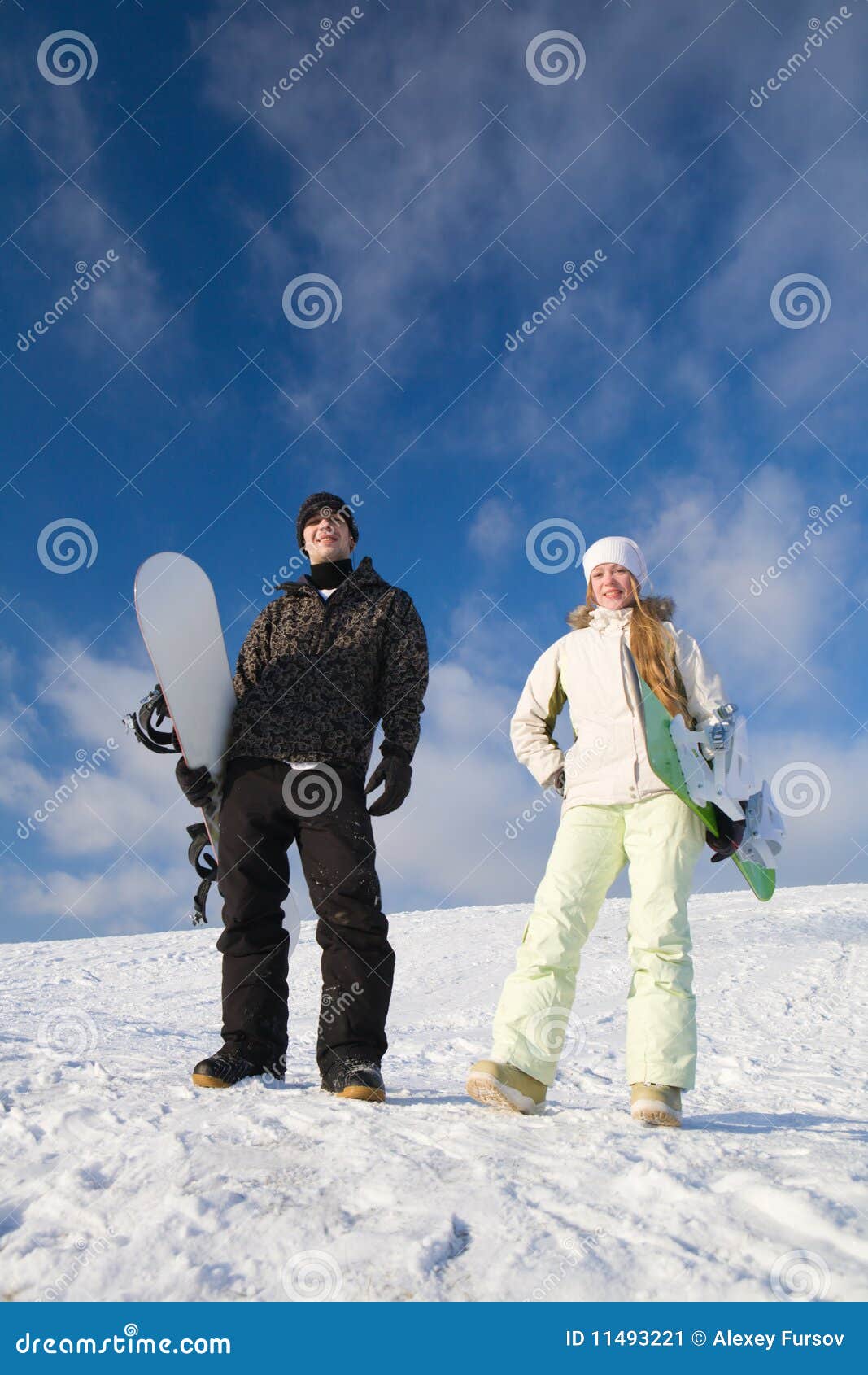 Couple Having Fun on Snowboard Stock Image - Image of activity ...