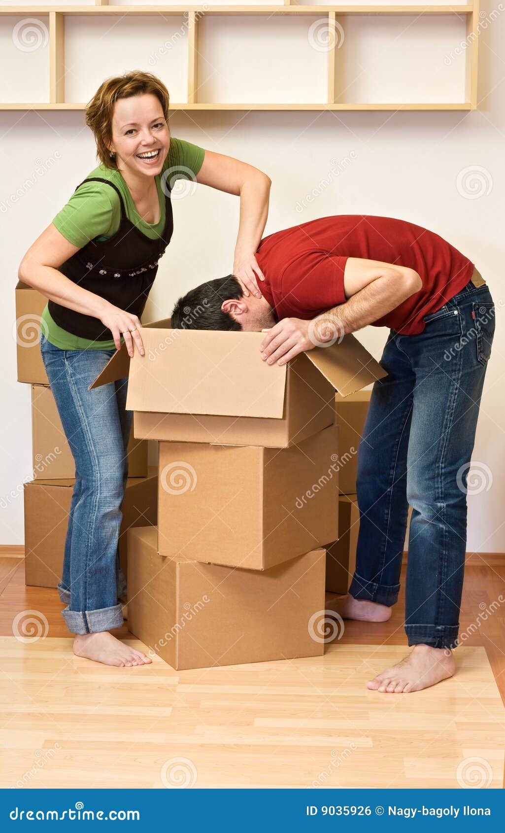 Couple Having Fun while Unpacking Stock Photo - Image of life, moving ...