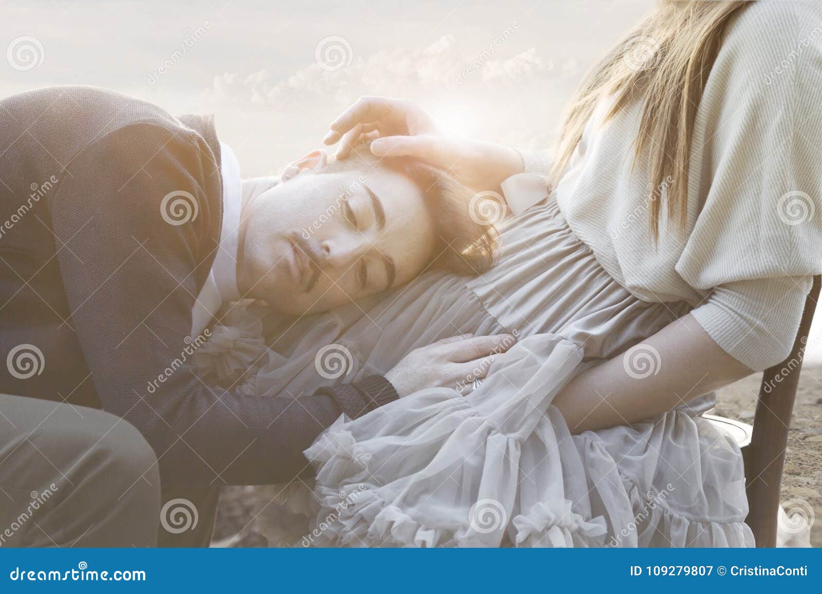Couple Having Gestures of Affection in a Surreal Atmosphere Stock Image ...
