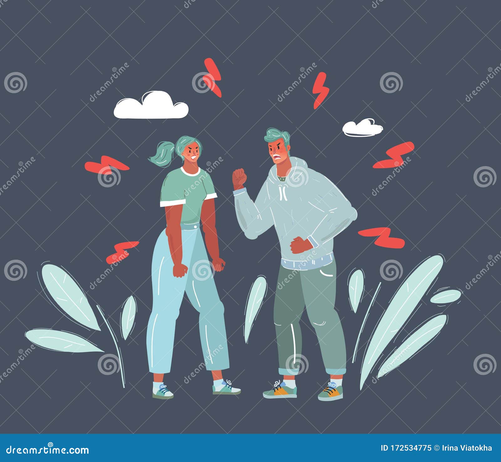 Couple Having A Heated Argument On Dark Stock Vector Illustration Of