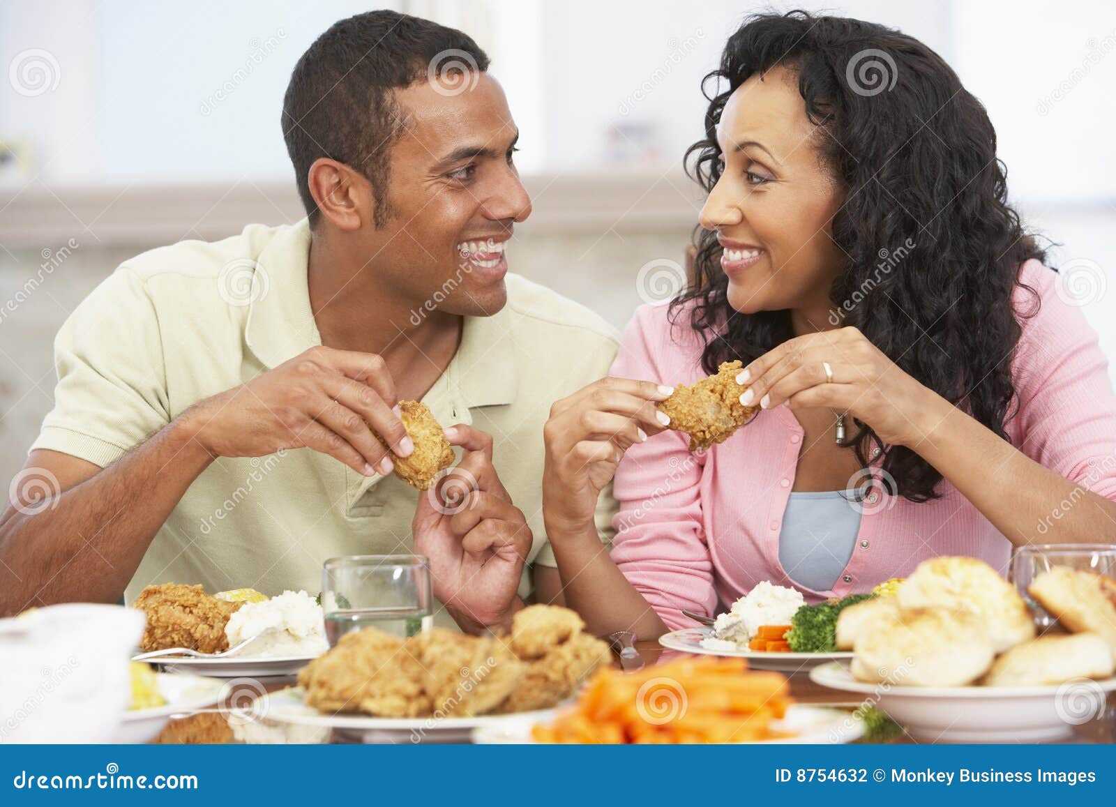 Couple Having Lunch at Home Stock Photo - Image of eating, cheerful ...