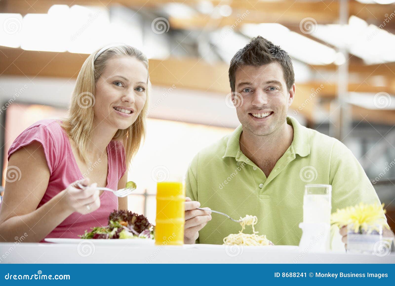 Couple Having Lunch at the Mall Stock Image - Image of eating, color ...