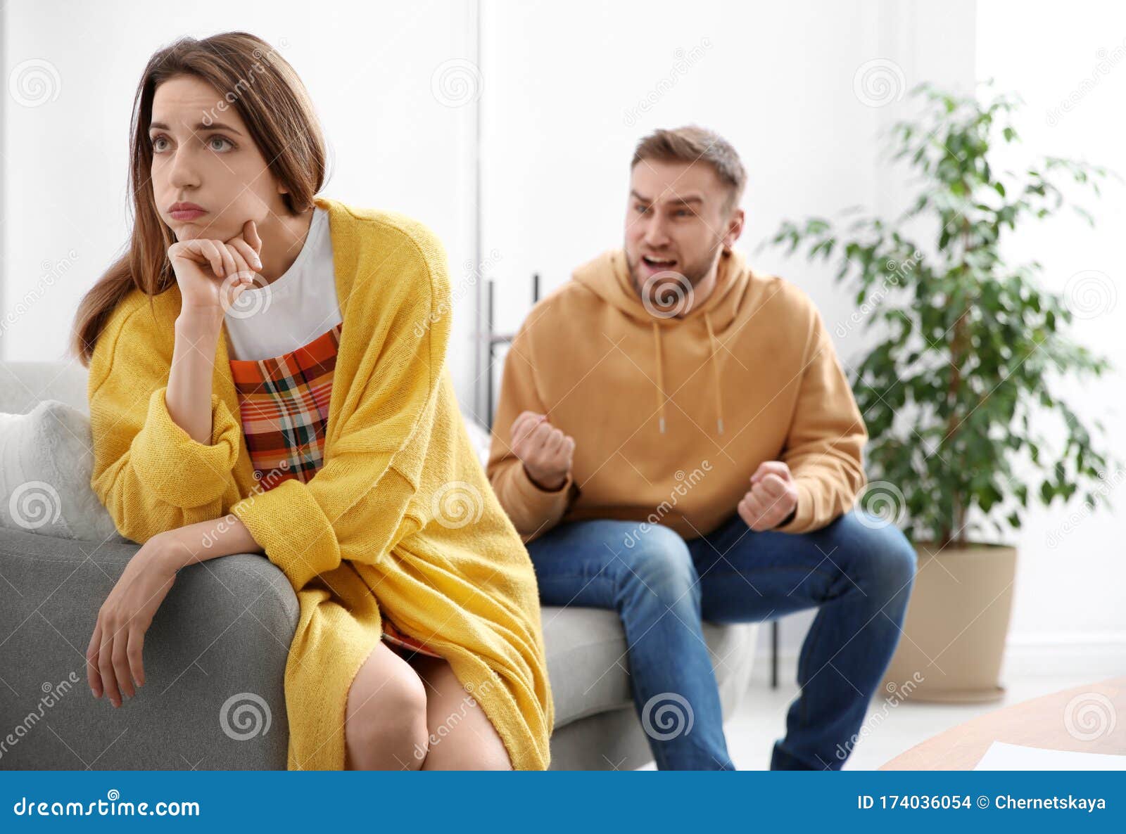 Couple Having Quarrel at Home Stock Photo - Image of disagreement ...