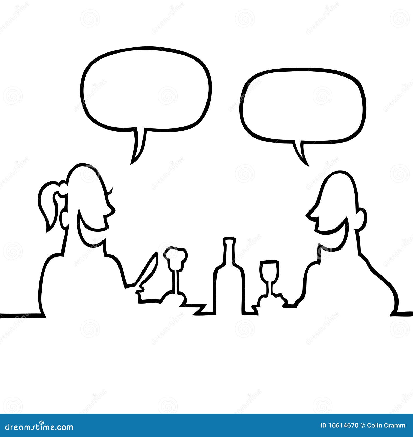Couple Having a Romantic Dinner Stock Vector - Illustration of drawing ...