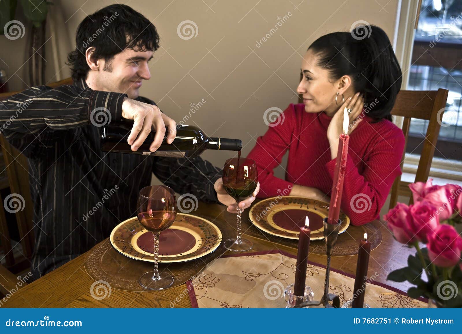 Couple Having a Romantic Dinner Stock Image - Image of girlfriend ...