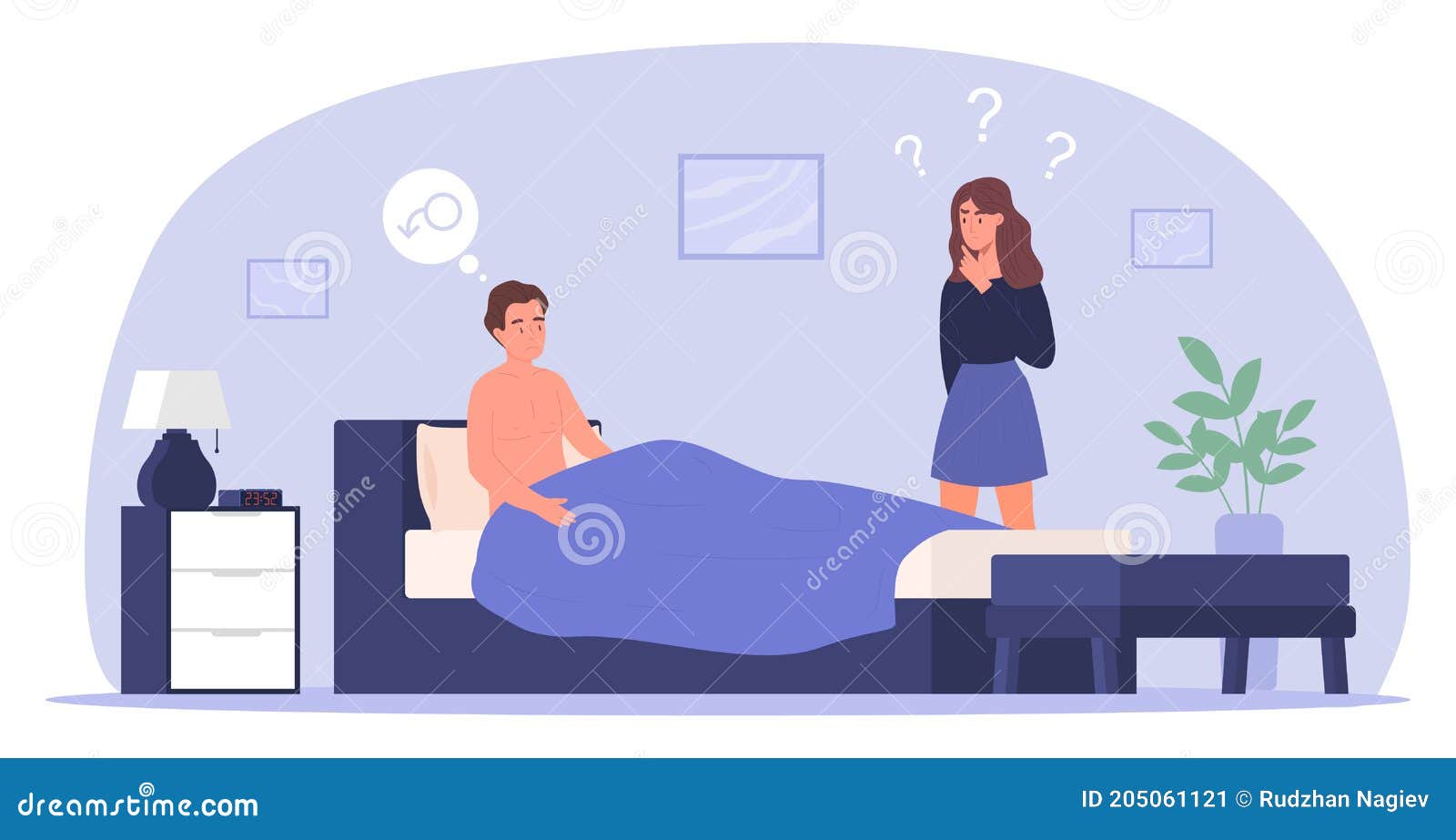 Couple Having Sexual Intimate Problem Stock Vector - Illustration of ...