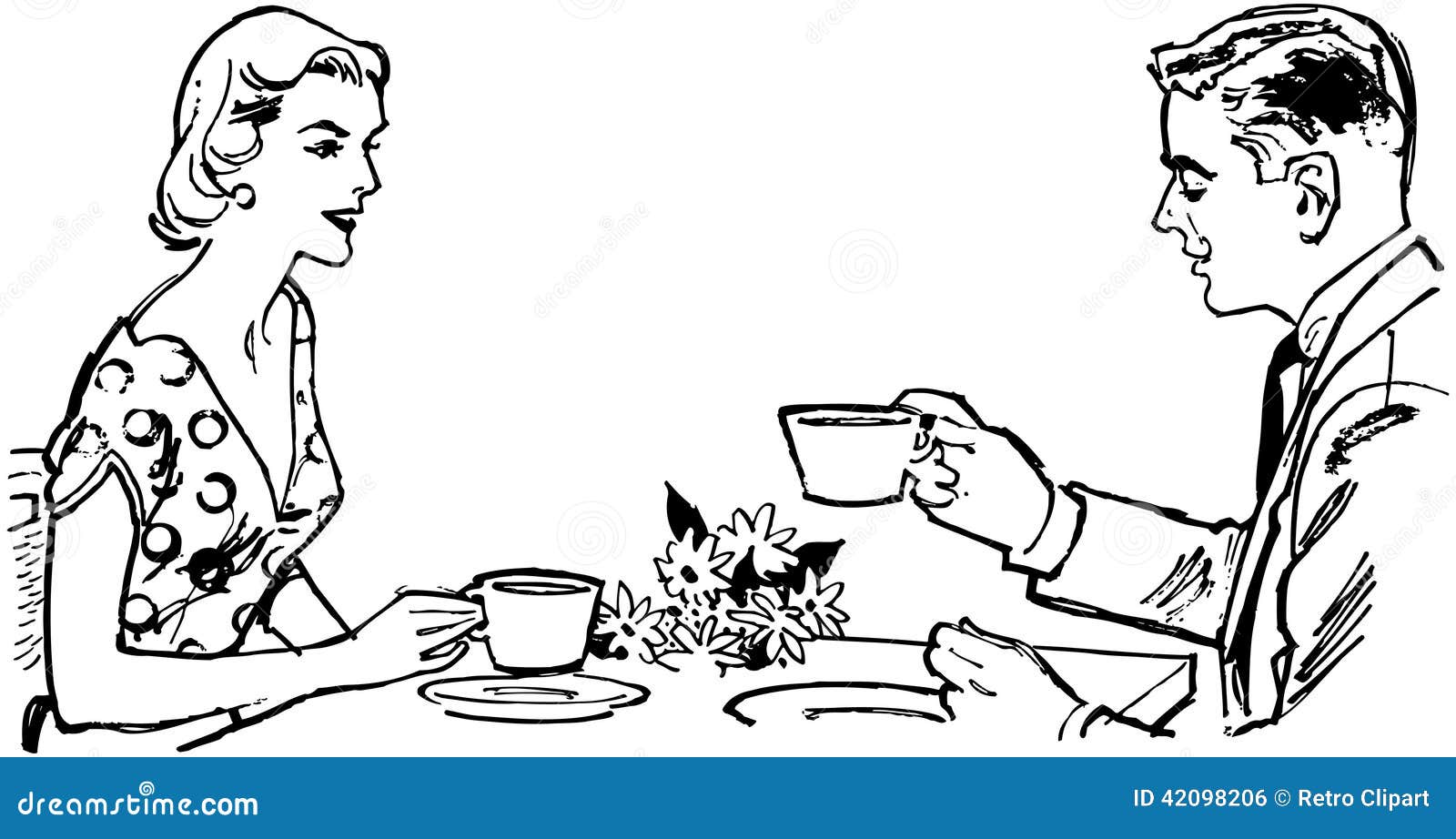 Couple Having Tea stock vector. Illustration of eating - 42098206