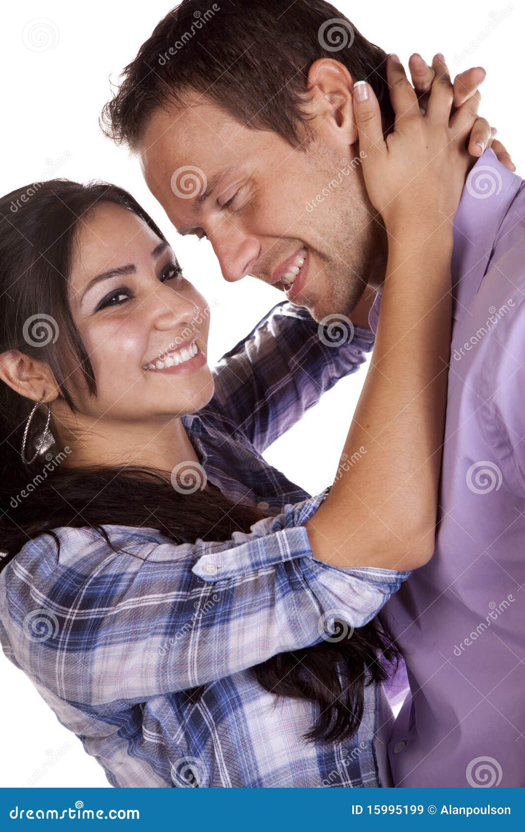 Couple Heads Together Her Looking Stock Image - Image of couple ...