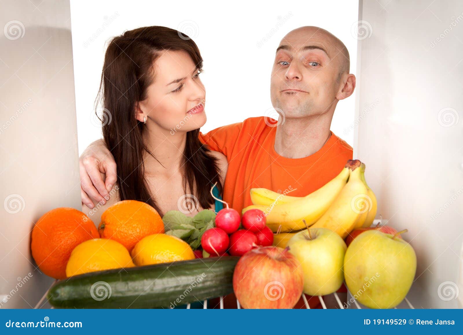 Couple with healthy food stock image. Image of expression - 19149529