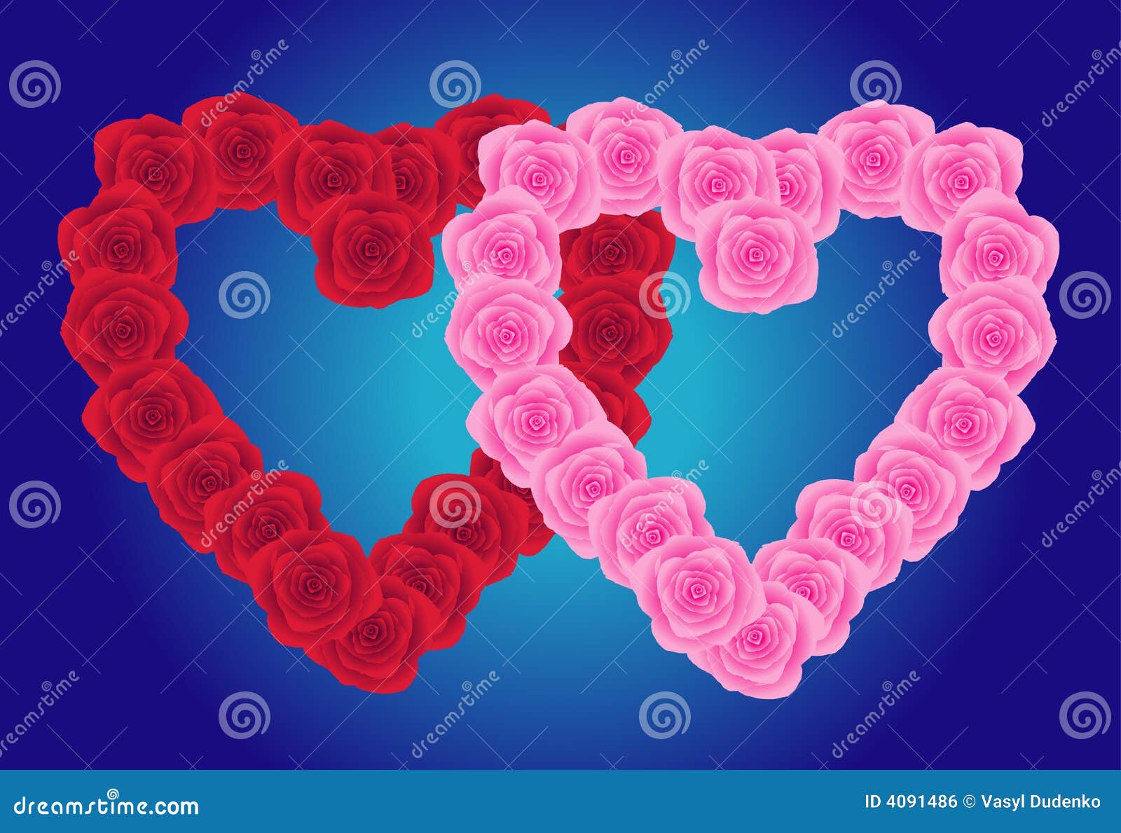 Couple heart roses stock vector. Illustration of abstract - 4091486