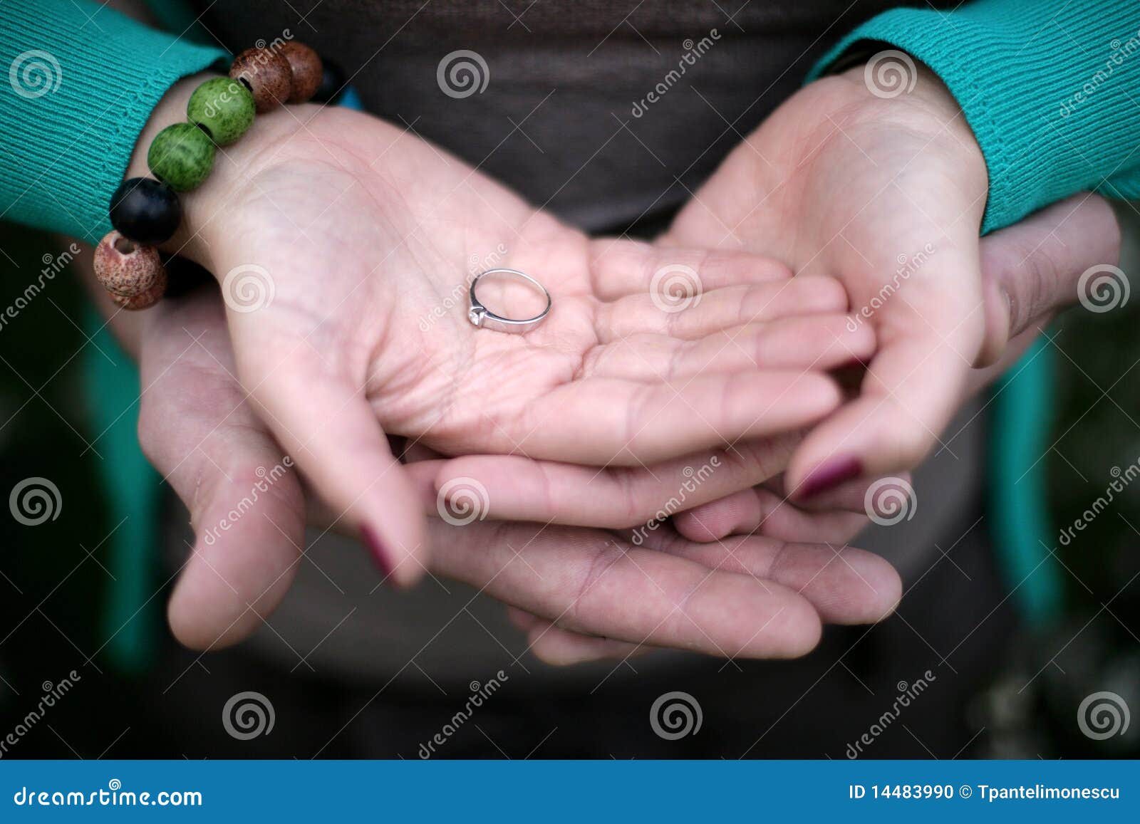 Couple Holding Engagement Ring Stock Photo - Image of marriage, male ...