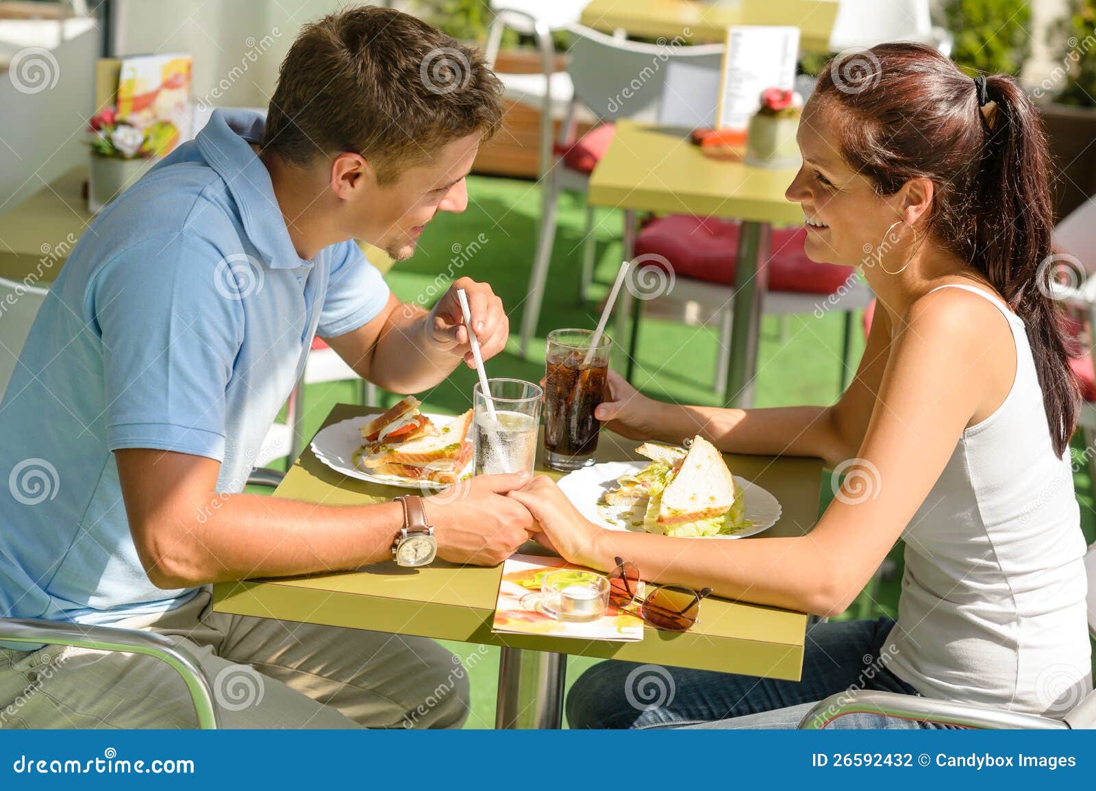 Hands Of Flirting Young Man And Woman Touching On Sea Beach Royalty ...