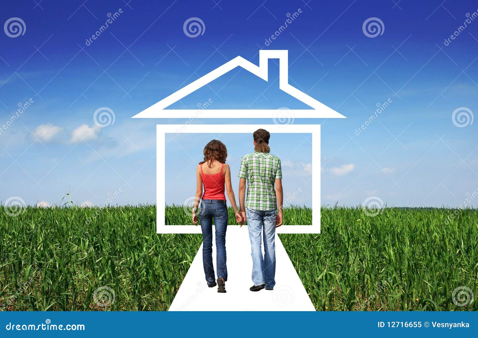 Couple Holding Hands and Going To Home Stock Image - Image of hold ...