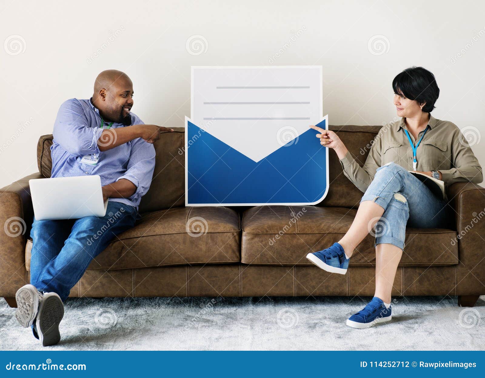 Couple Holding Instant Message Icon Stock Photo - Image of adult ...