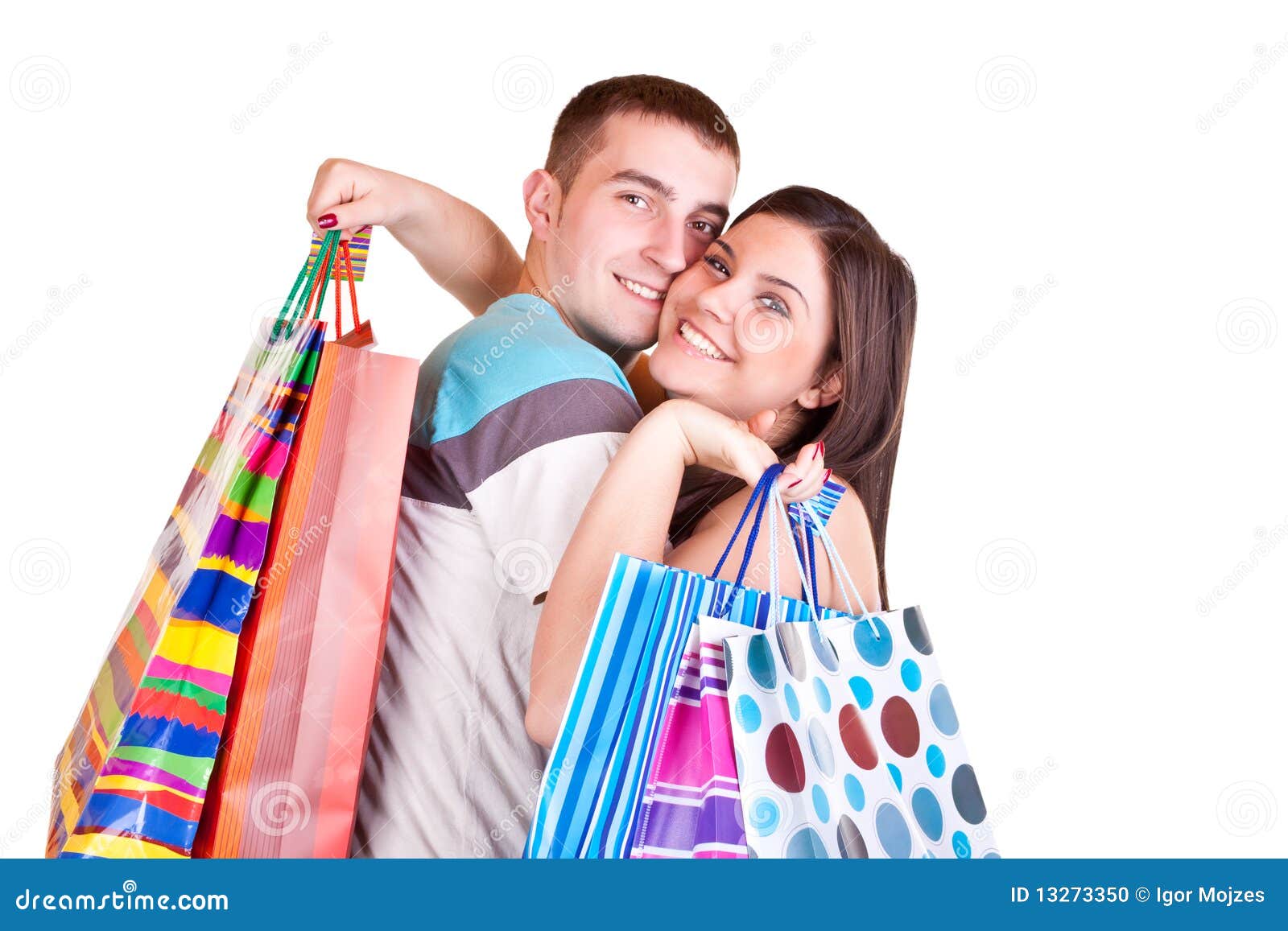 Couple Holding Shopping Bags Stock Photo - Image of love, gifts: 13273350