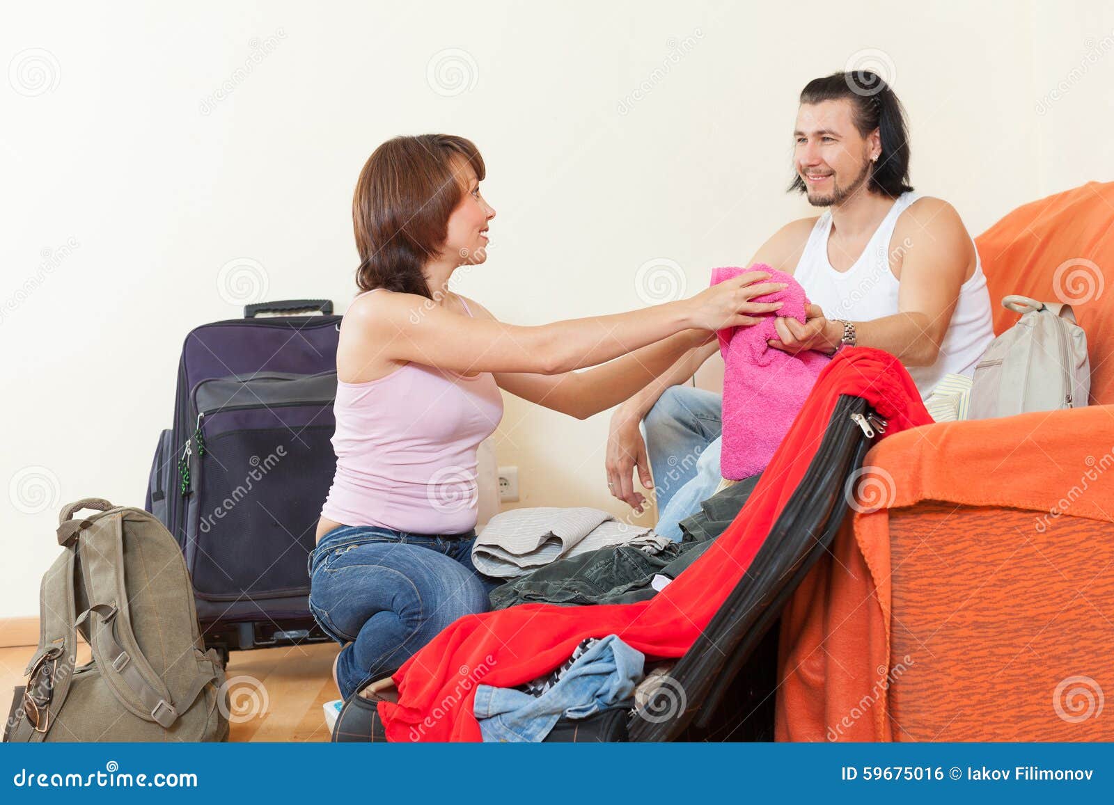 Couple Home Going on Holiday Stock Photo - Image of journey, standing ...