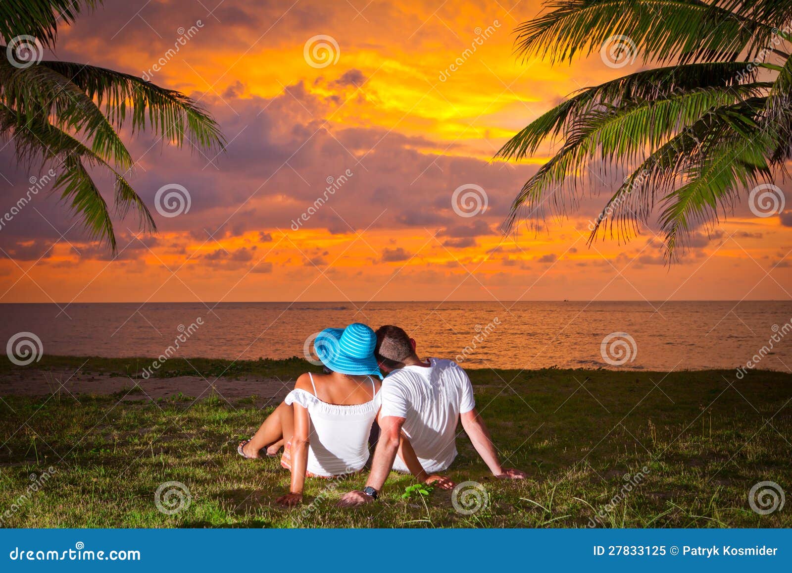 Couple in Hug Watching Together Sunset Stock Image - Image of beauty ...