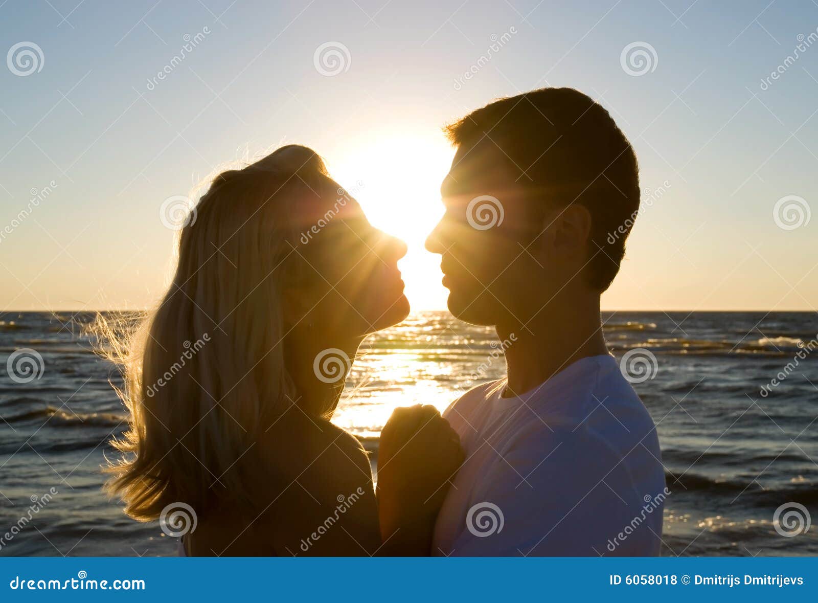 Couple Hugging, Enjoying Summer Sunset. Stock Photo - Image of ...