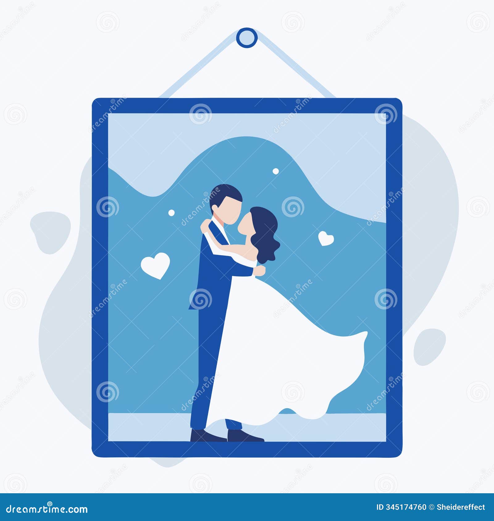 A Couple is Hugging in a Frame with Hearts Stock Illustration ...