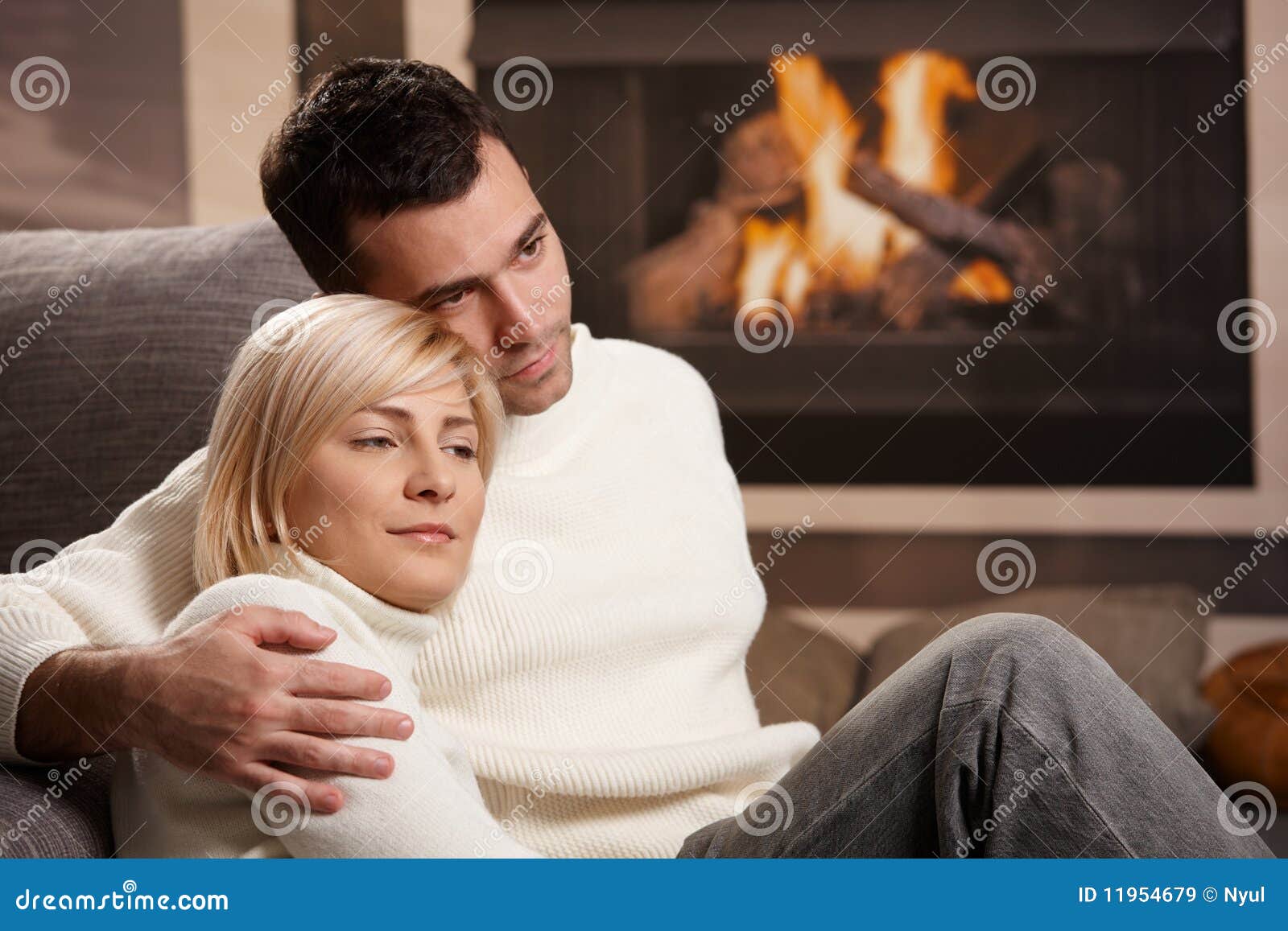 Couple hugging home stock image. Image of fire, attractive - 11954679