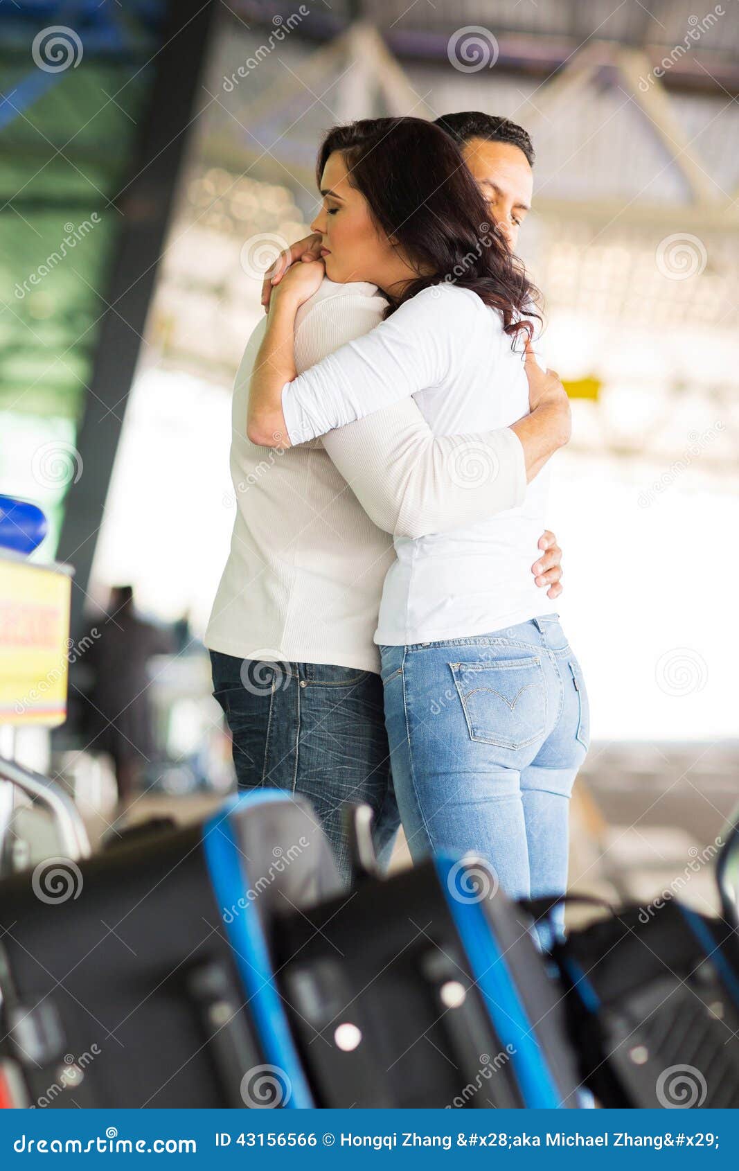 Couple Hugging Parting Airport Stock Photo - Image of lifestyle ...