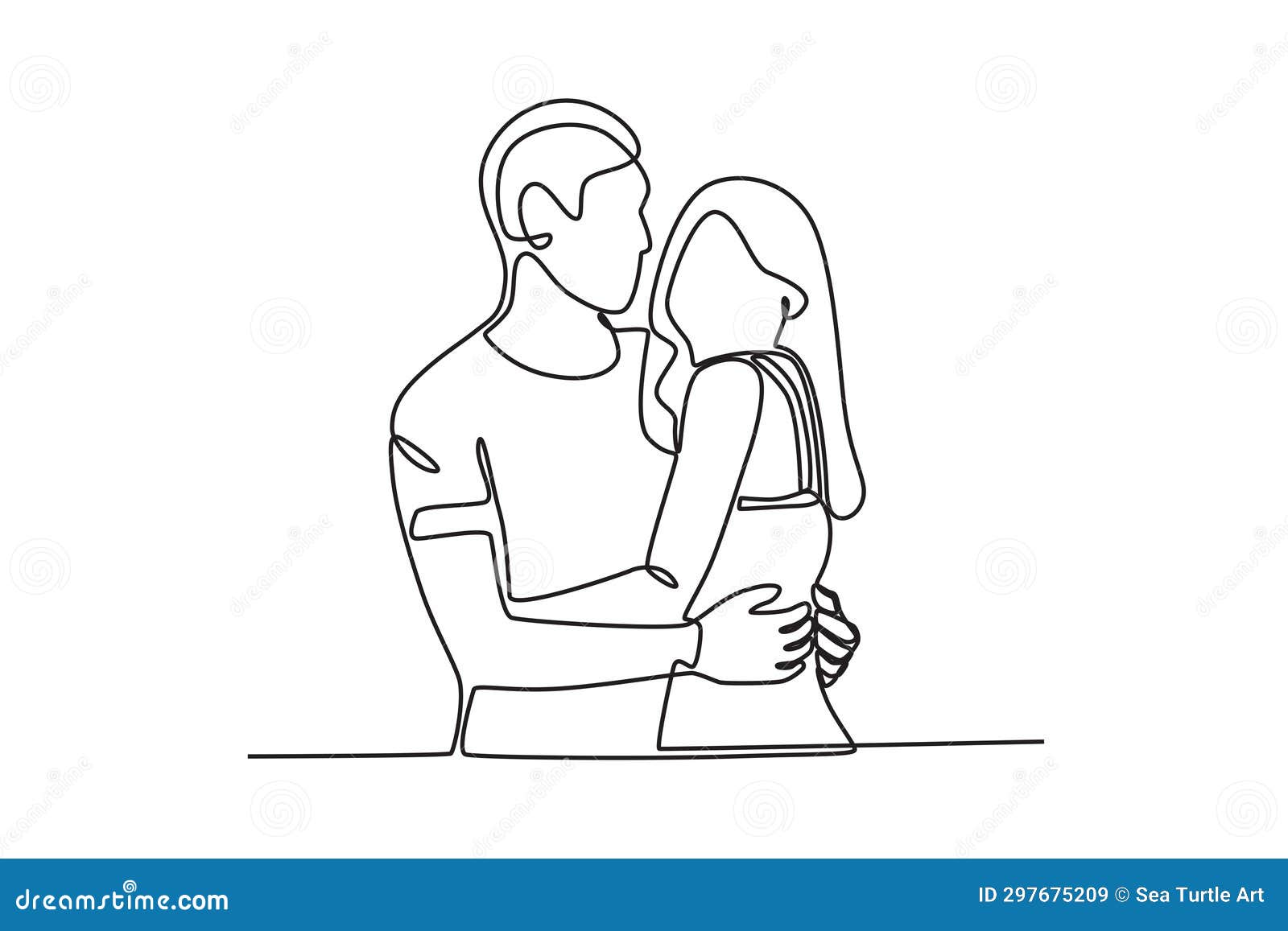 A couple hugging side view stock illustration. Illustration of january ...
