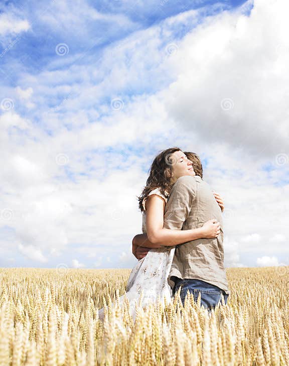Couple Hugging in Wheat Field Stock Image - Image of rural, grass: 11181369