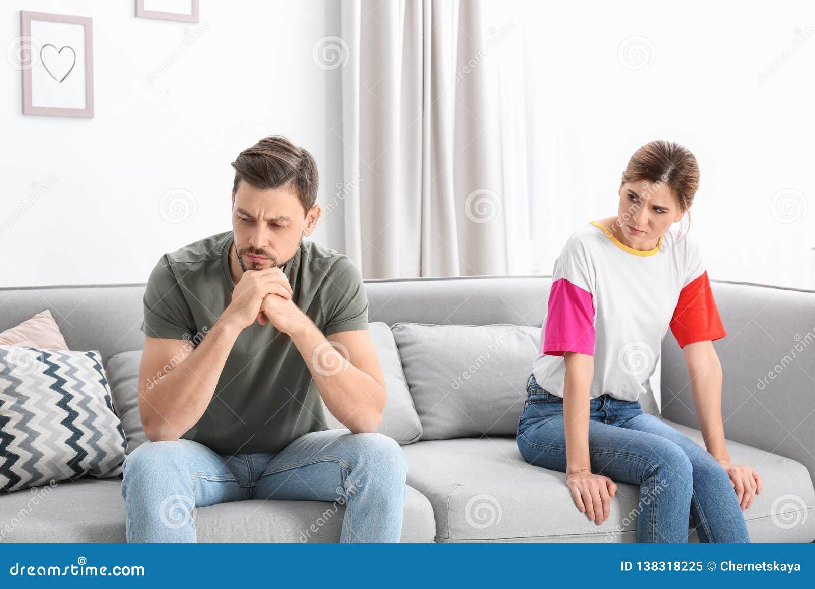 Couple Ignoring Each Other after Argument in Living Room. Stock Image ...