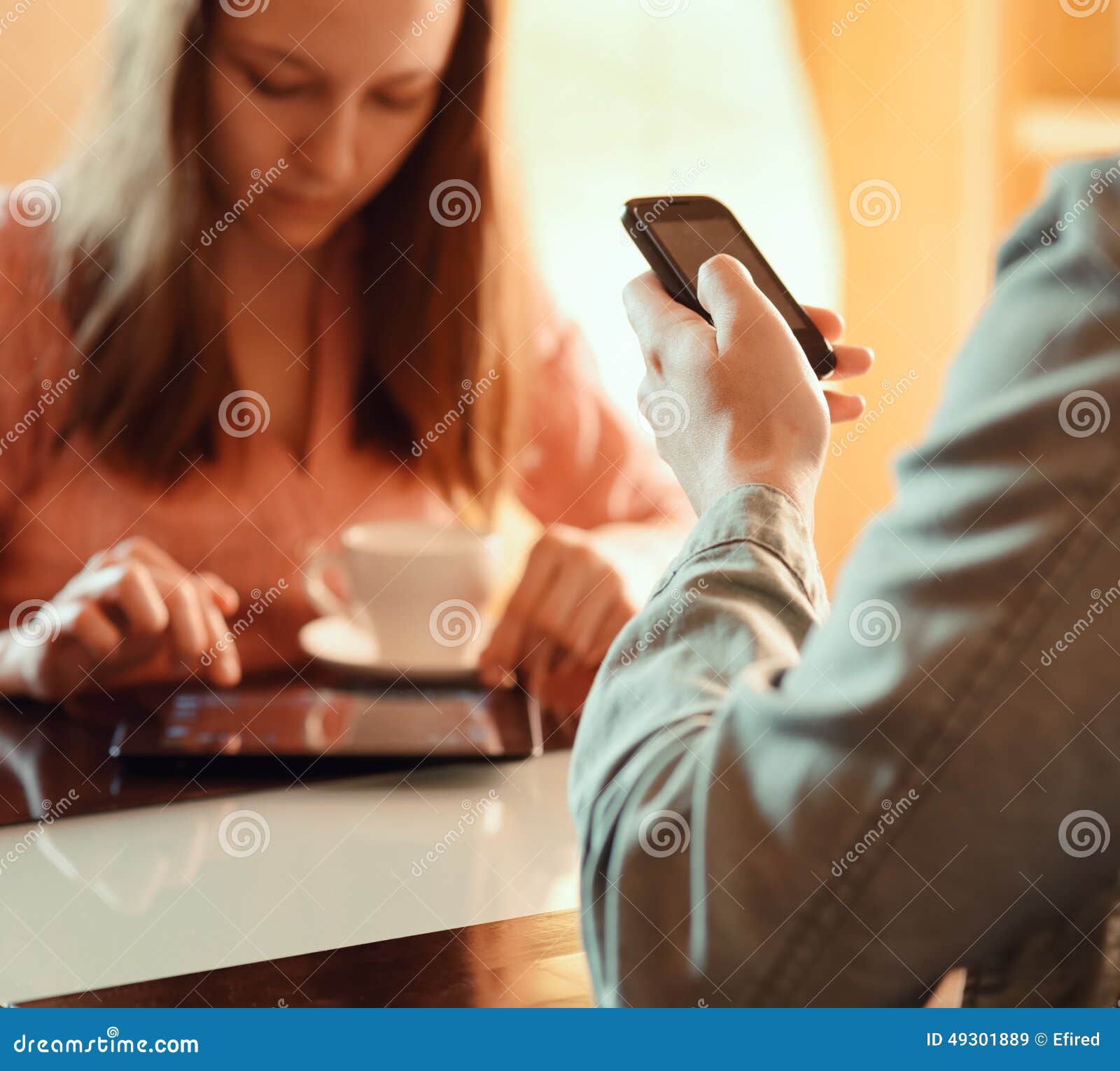 Couple Ignoring Each Other Busy with Their Mobile Devices Stock Image ...