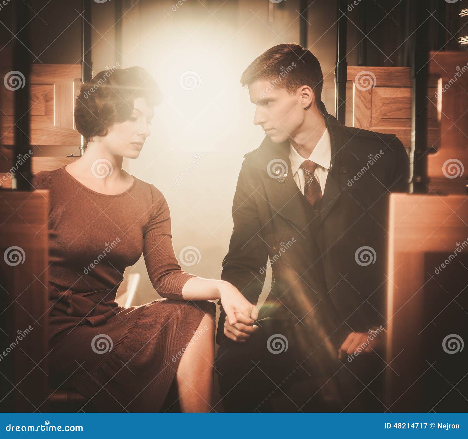 Couple Inside Retro Train Coach Stock Image - Image of nostalgia, adult ...