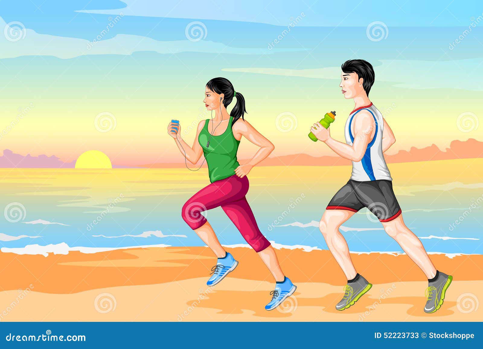 Couple Jogging for Wellness Stock Vector - Illustration of couple ...