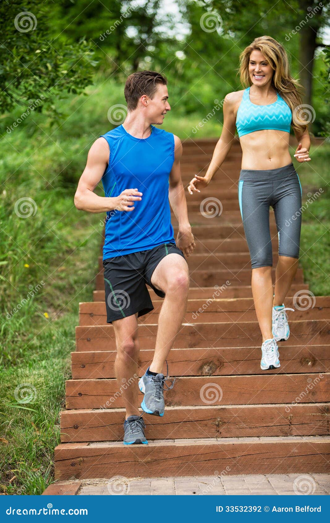 Couple Jogging stock photo. Image of front, forest, health - 33532392