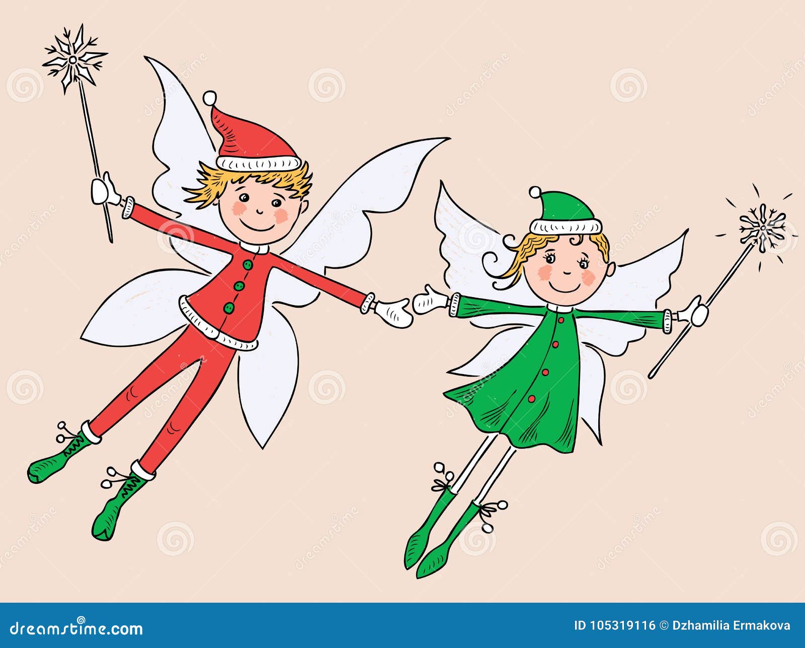 Flying Elves Vector Illustration | CartoonDealer.com #44157934
