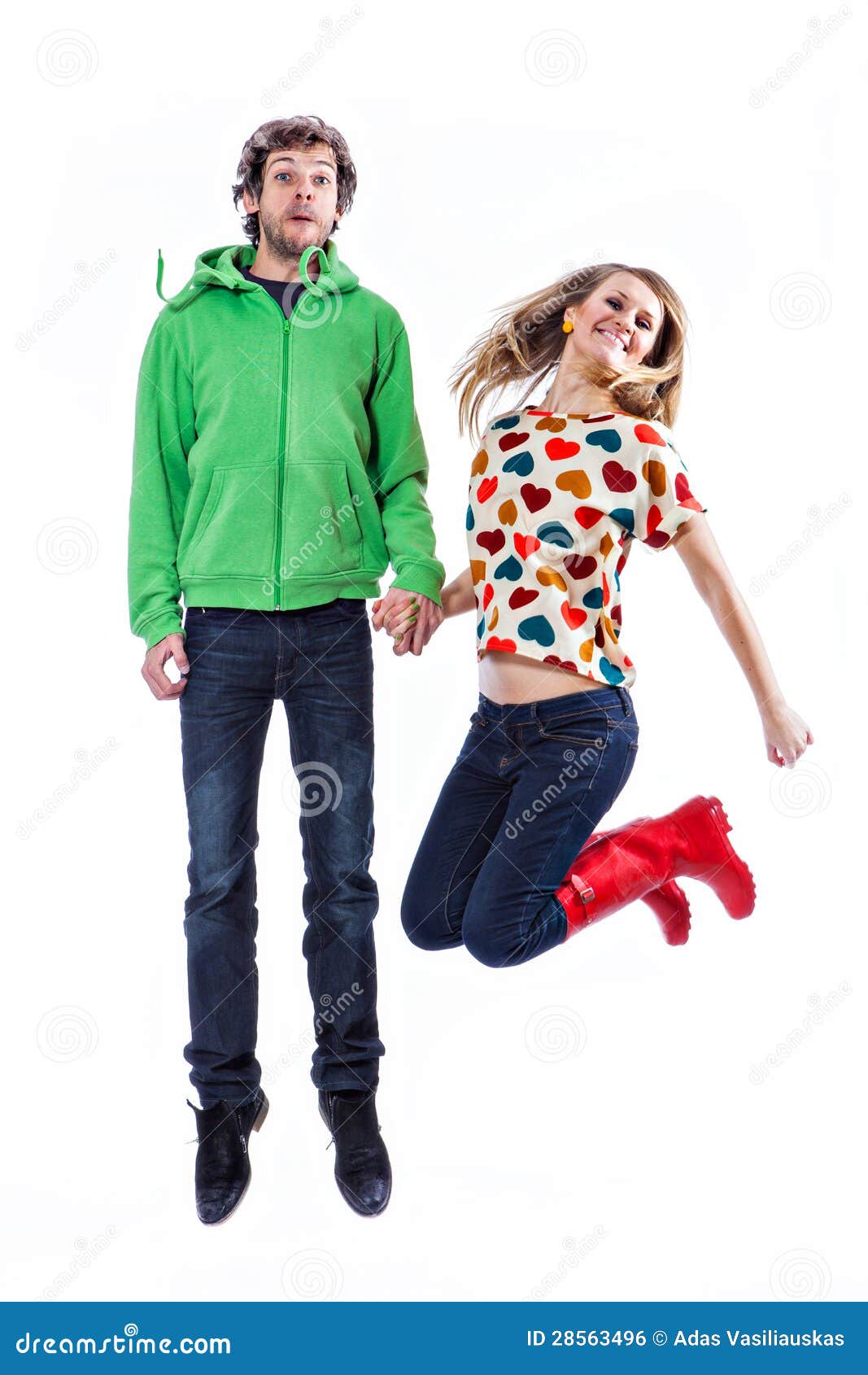 Couple jumping stock photo. Image of happy, couple, jump - 28563496