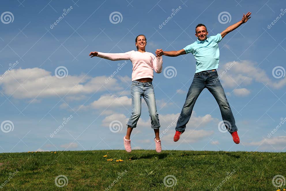 Couple jumping stock photo. Image of outdoors, copy, leap - 777932