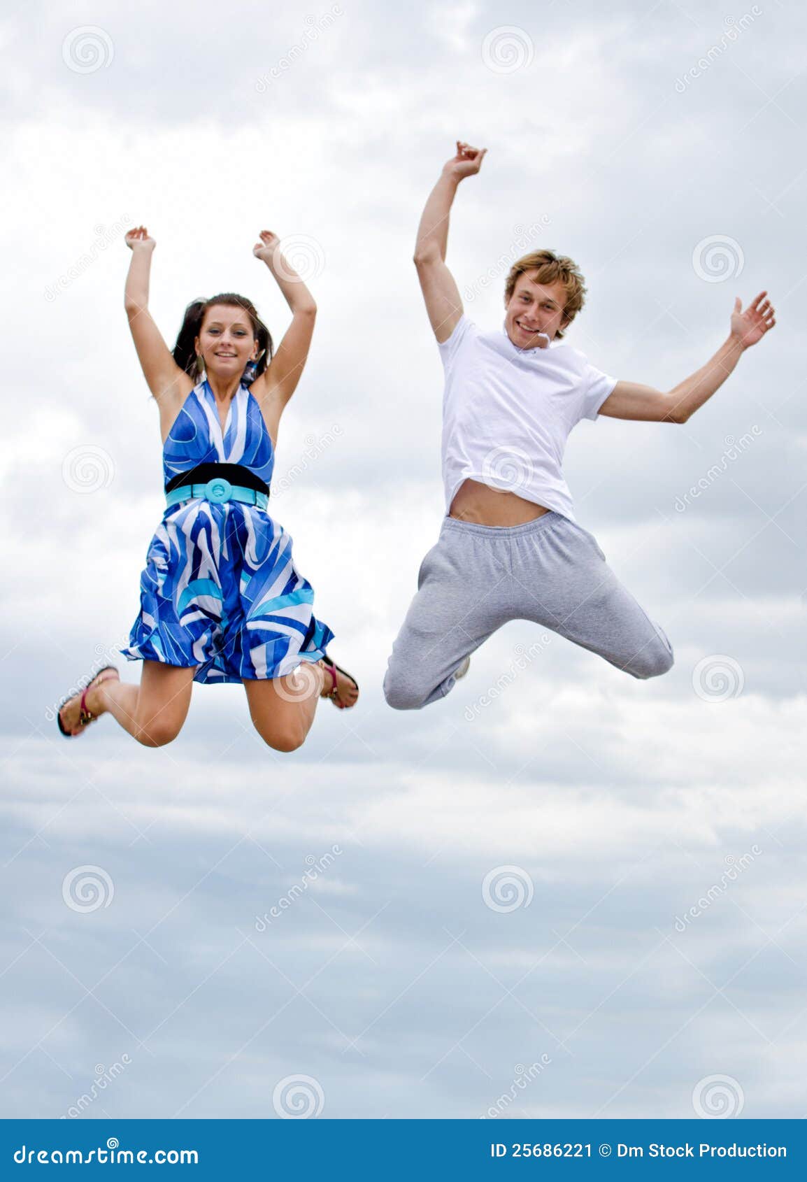 Couple jumping in the air stock image. Image of happiness - 25686221