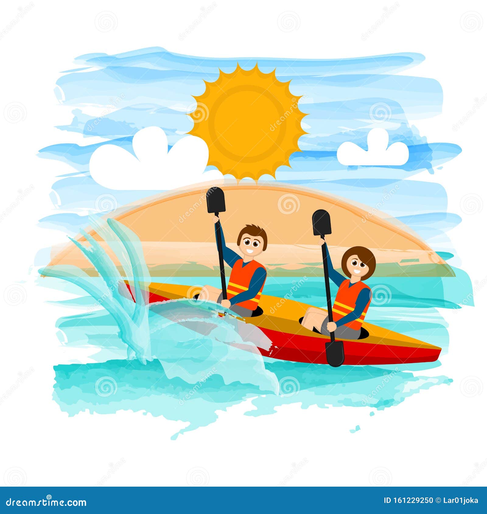 Couple on a kayak boat stock vector. Illustration of nature - 161229250