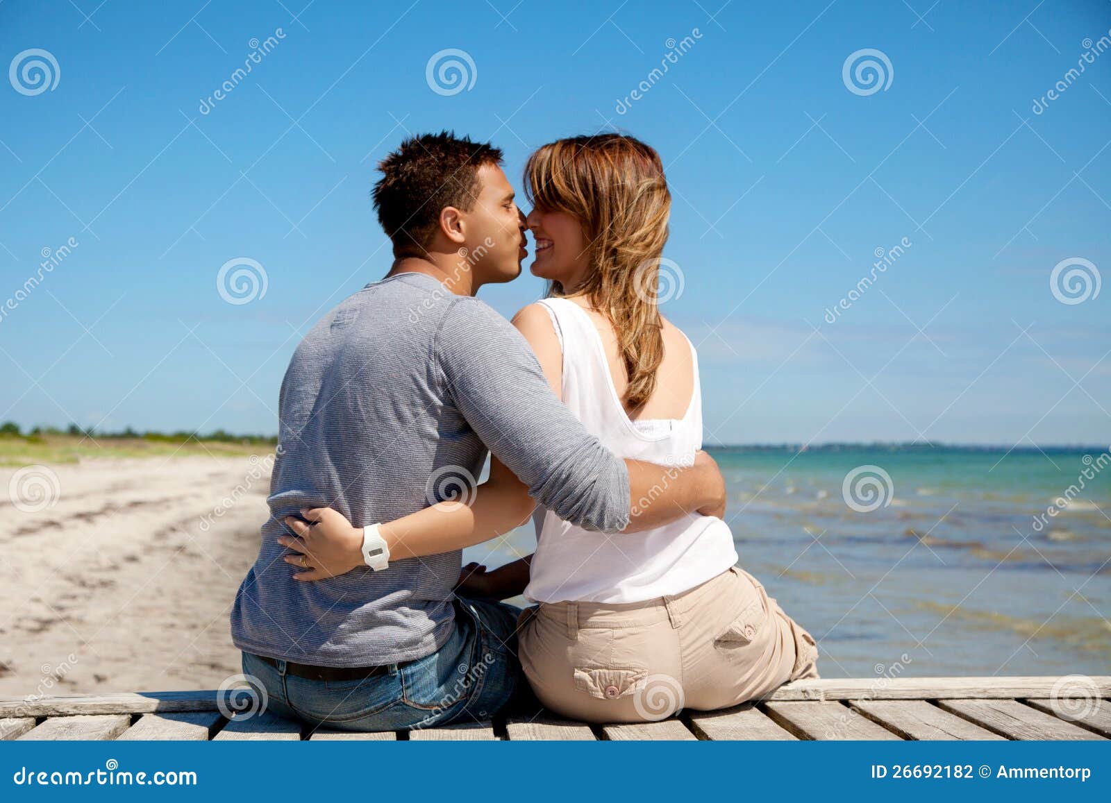 Couple Kissing on a Summer Beach Stock Photo - Image of couple ...
