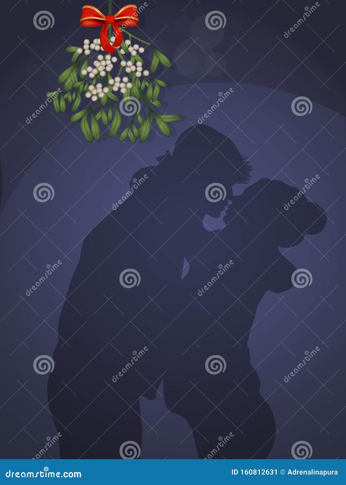Couple Kissing Under the Mistletoe Stock Illustration - Illustration of ...