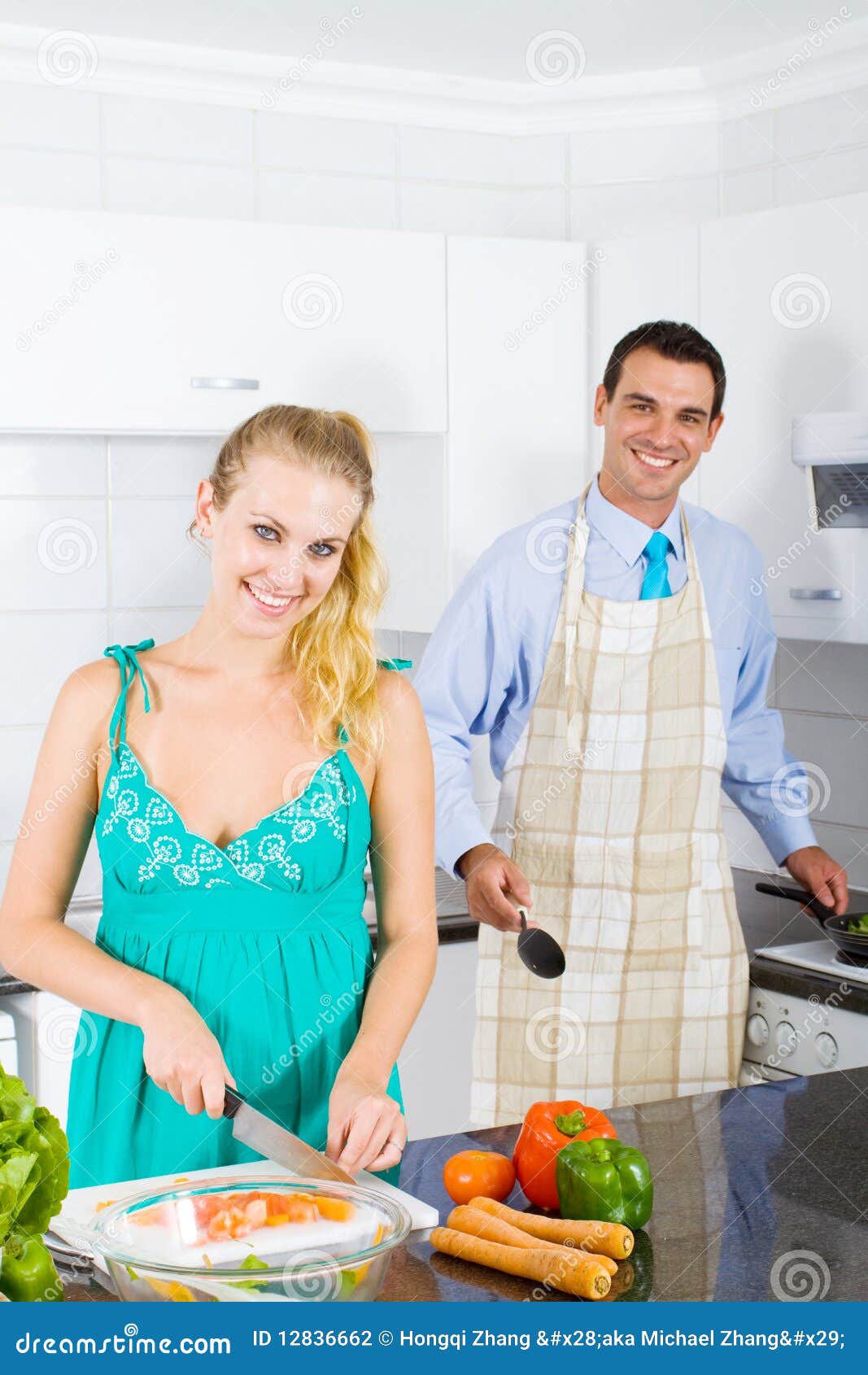 Couple in kitchen stock photo. Image of embracing, cheerful - 12836662