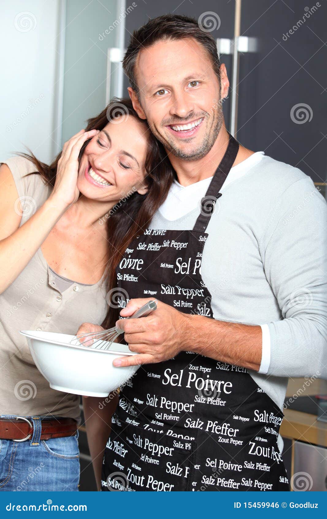 Couple in kitchen stock photo. Image of smiling, couple - 15459946