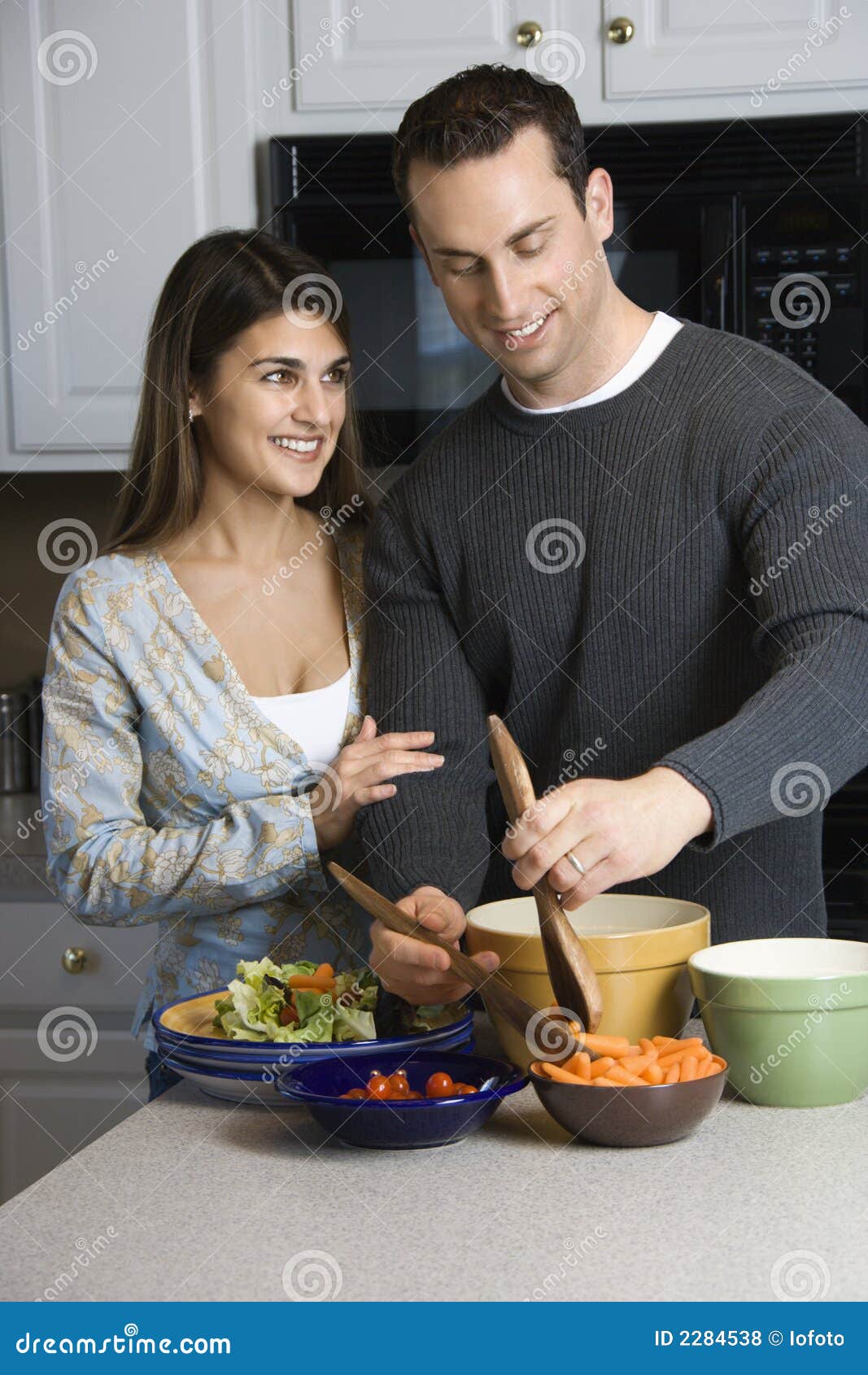 Couple in kitchen. stock photo. Image of dinner, photograph - 2284538