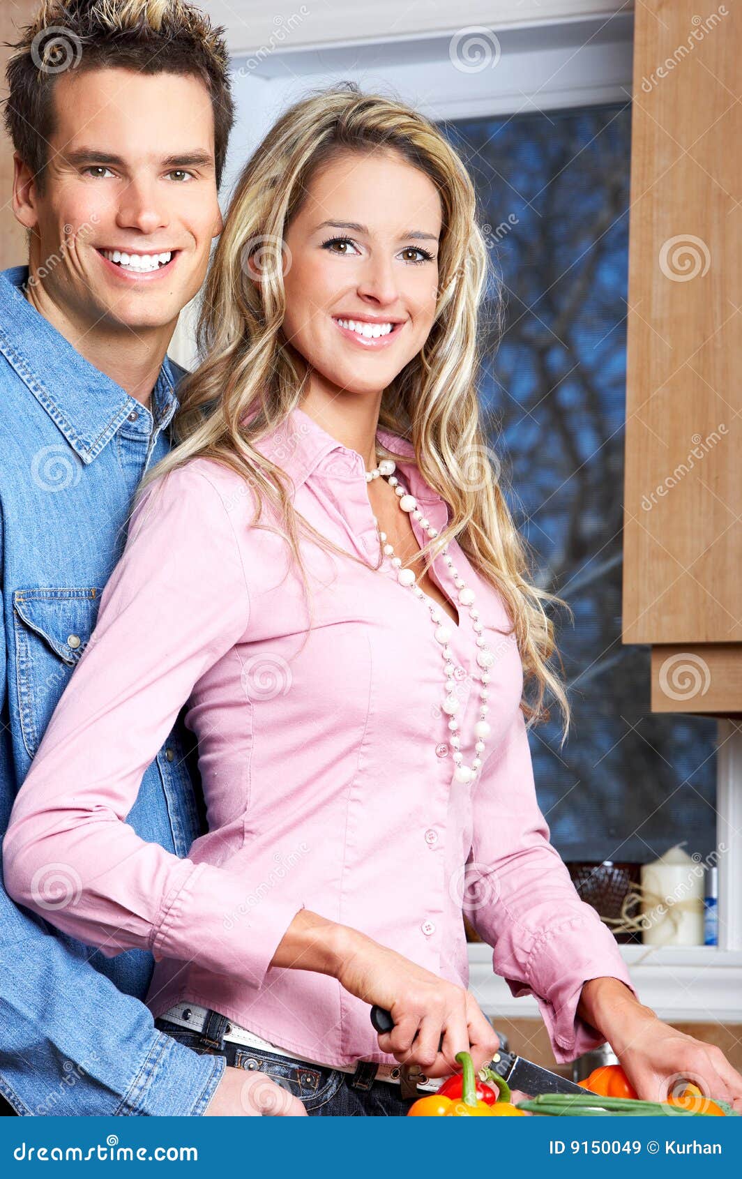 Couple in the kitchen stock image. Image of couple, happiness - 9150049
