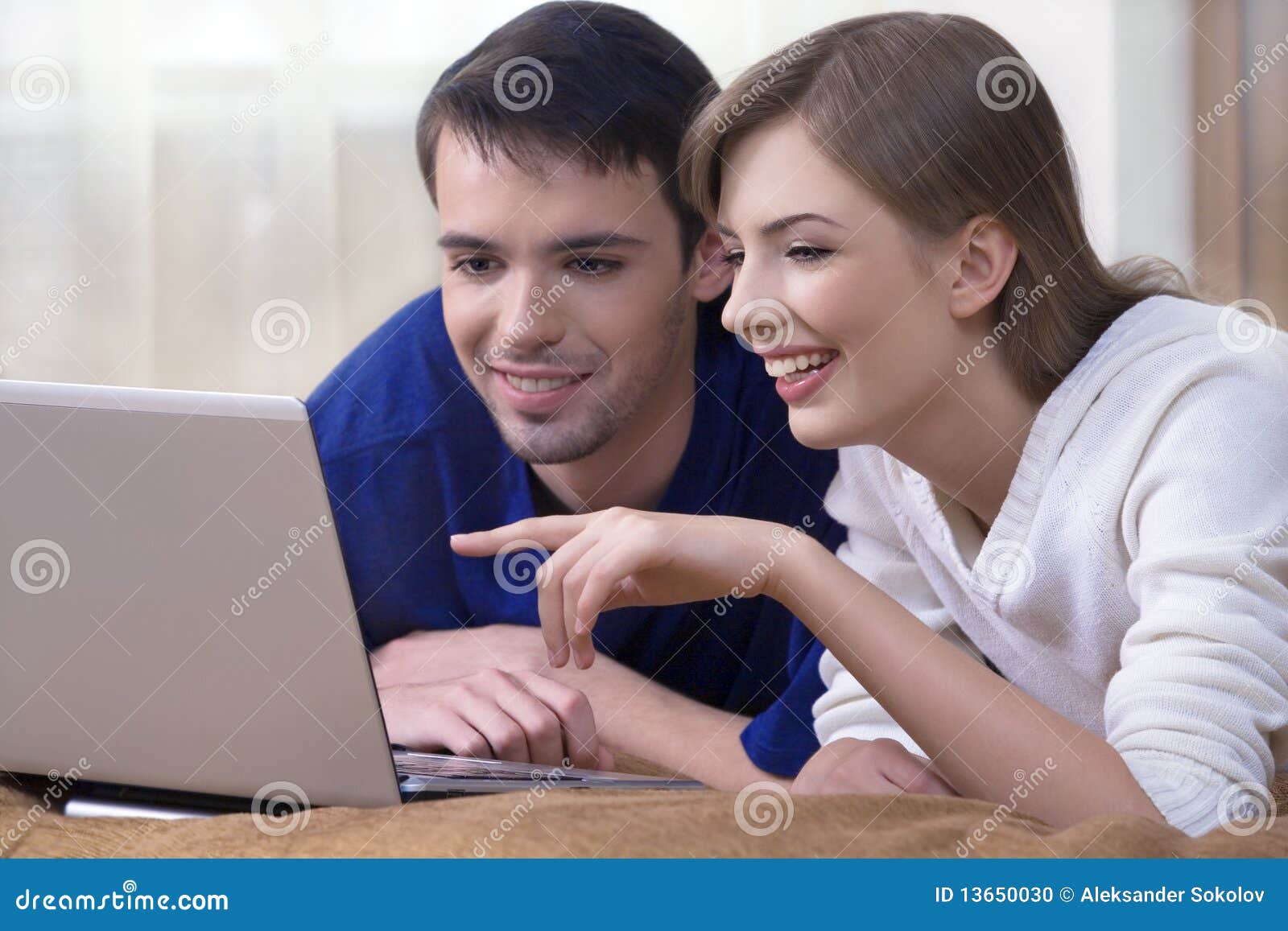Couple with Laptop stock photo. Image of pair, smile - 13650030